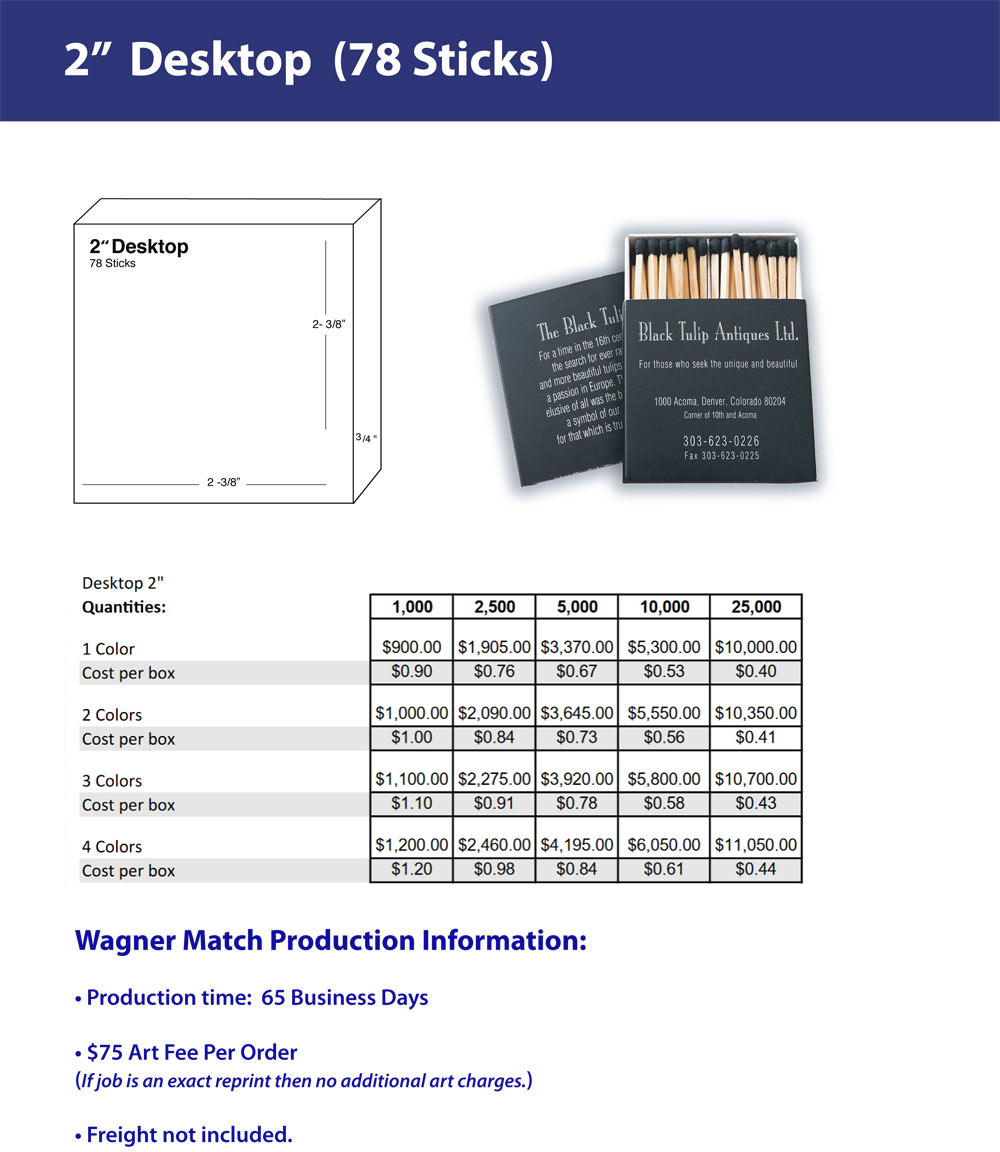 Two Inch Match Desktop Box For Sale | Wagner Match