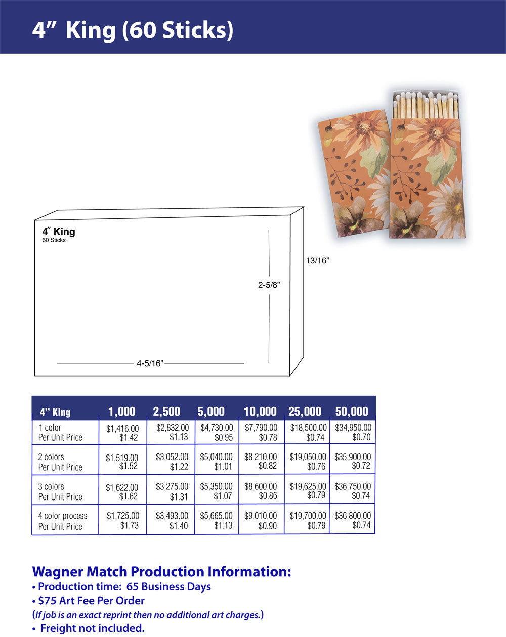 4 Inch Matches - King Match Box | Wagner Match