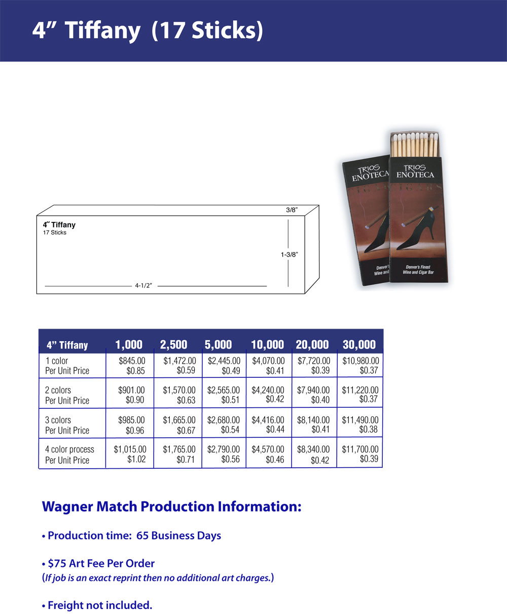 Tiffany Match Box – Four Inch - Wagner Match