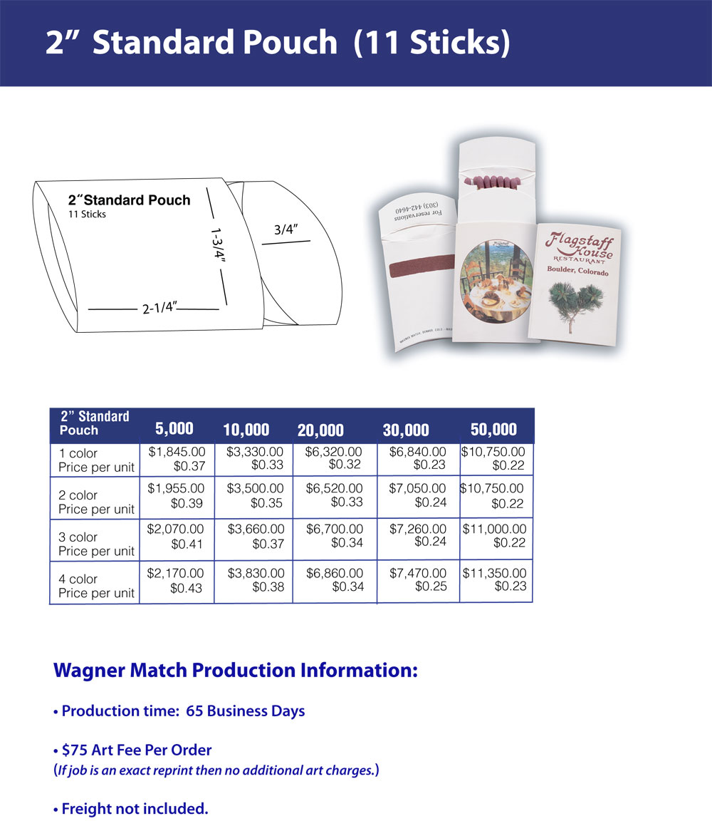 Small Pouch Match - Two inch - Wagner Match